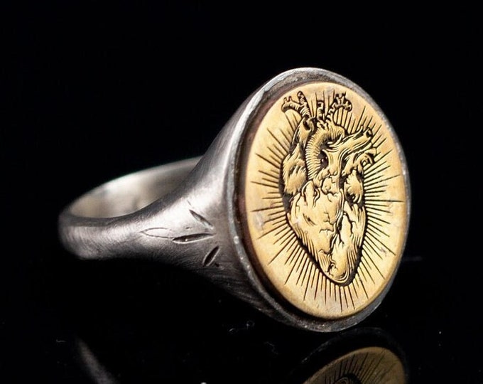 Anatomical Heart Ring, Sterling Silver Heart, Realistic Heart, Human ...