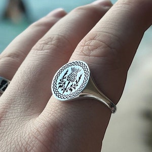 Scottish Thistle Ring, Scotland Signet Ring Women, Flower of Scotland ...