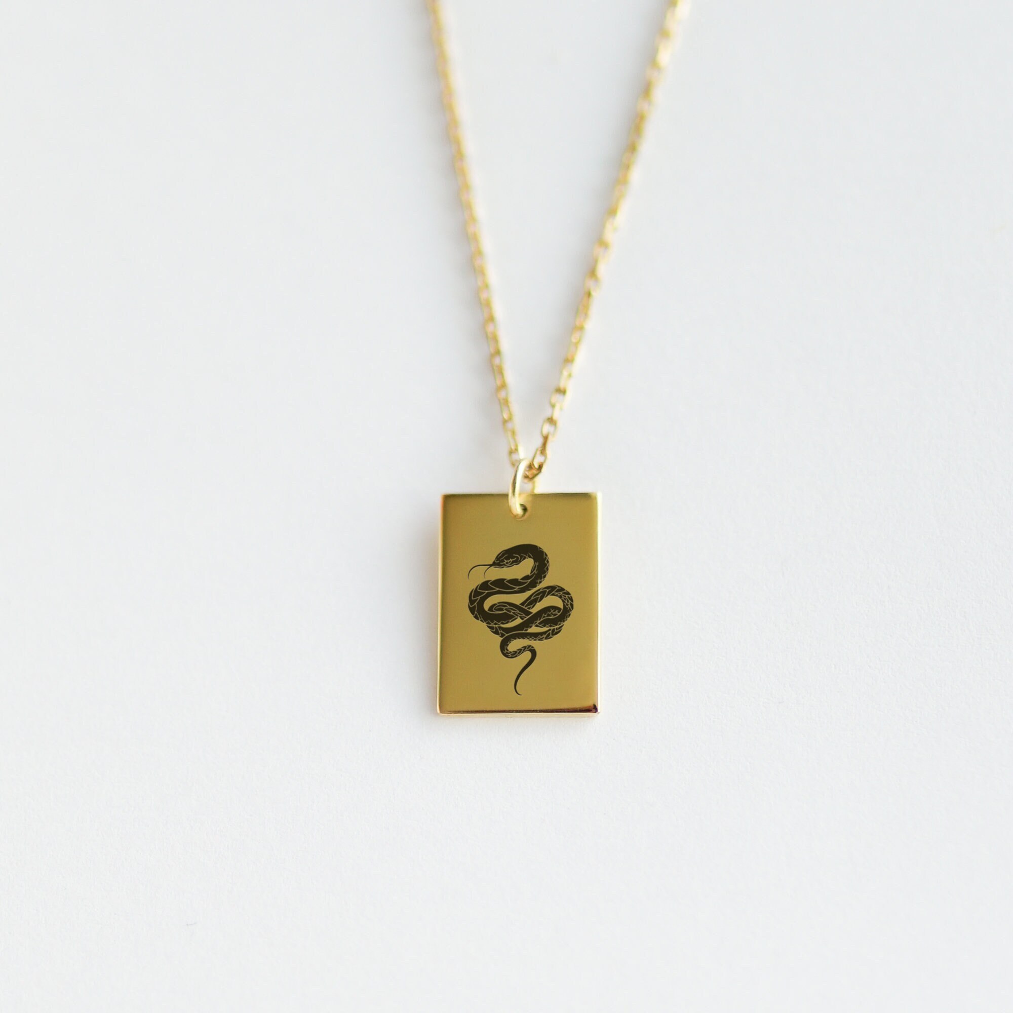 Snake Signet Necklace Gold Animal Signet Necklace Custom - Etsy