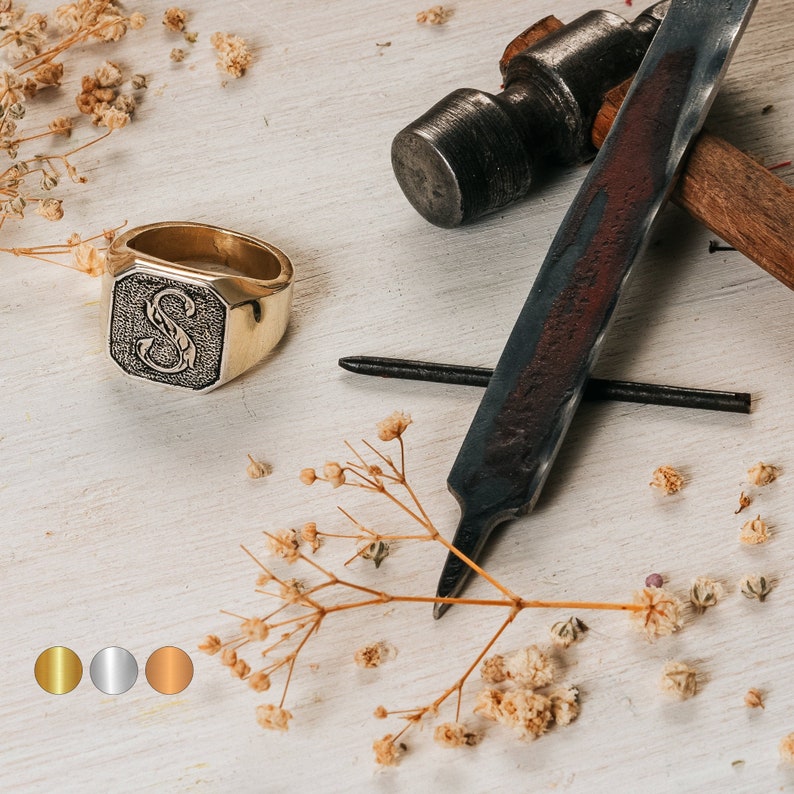 Personalized Monogram Rings for Men Custom Gold Filled | Etsy