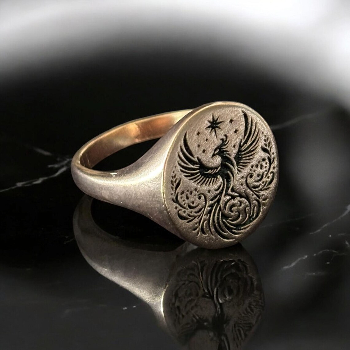 Phoenix Ring, Legendary Rising Signet Ring Women, Mythologic Simurg ...