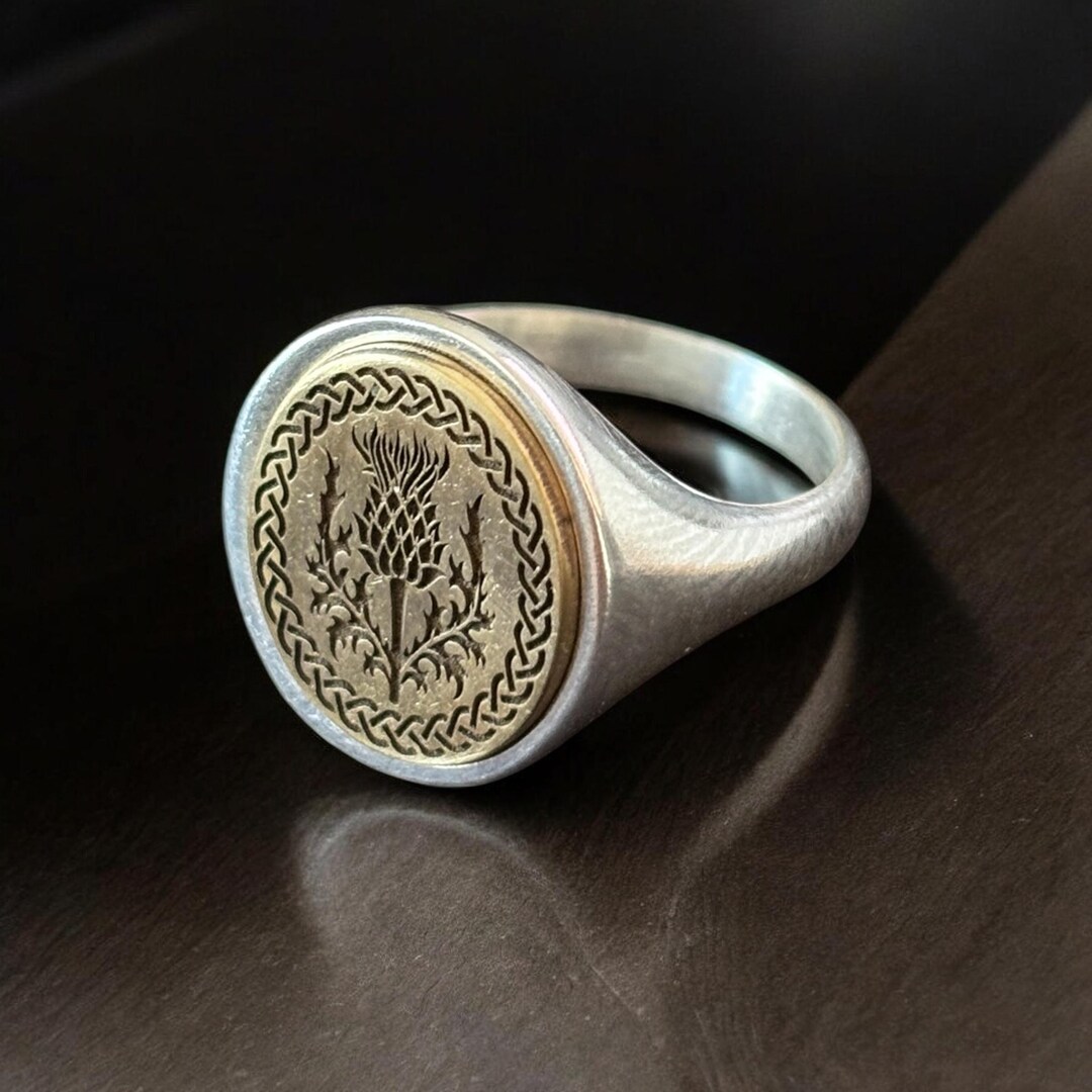 Scottish Thistle Ring, Scotland Signet Ring Women, Flower of Scotland ...