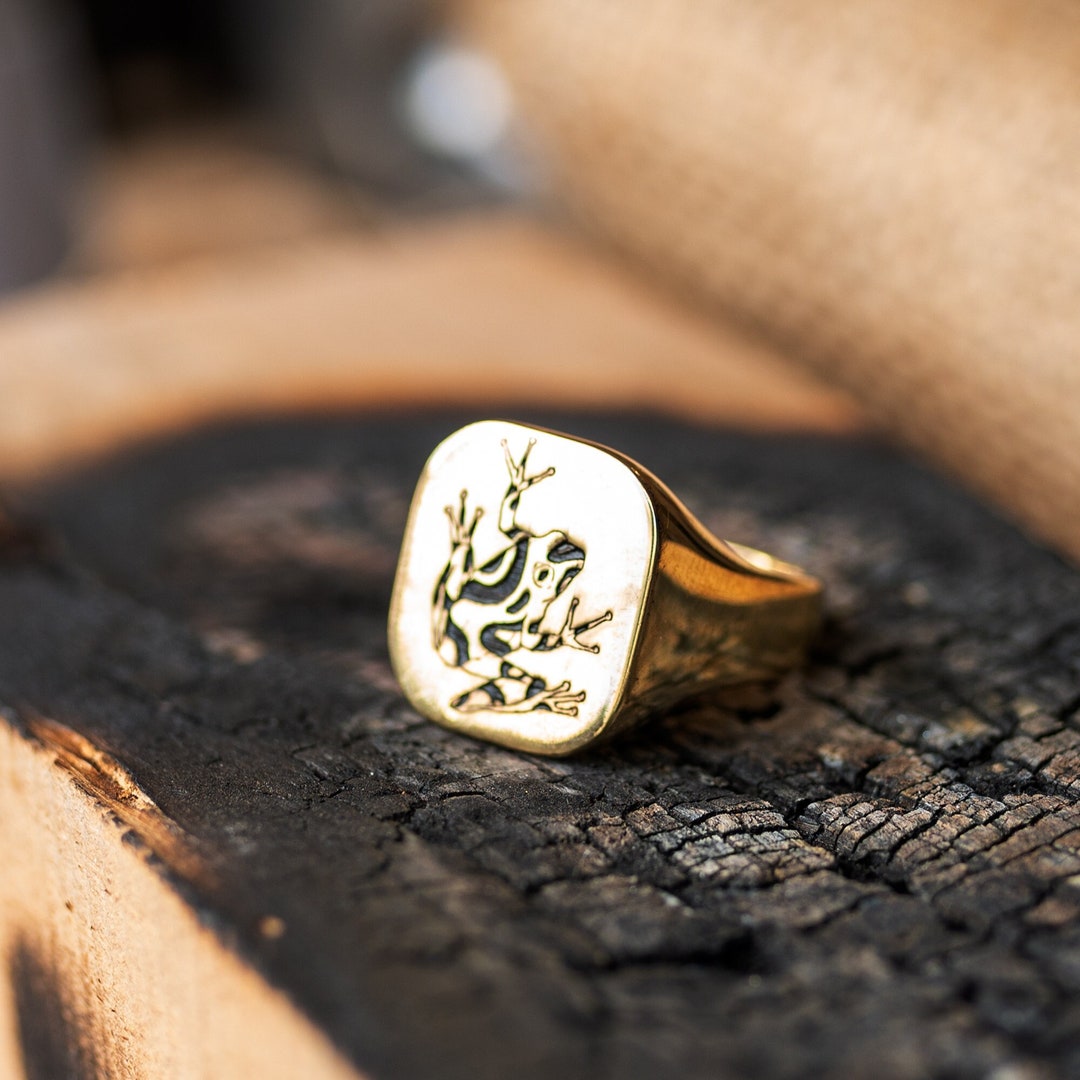 Frog Ring Animal Ring Pinky Custom Engraved Ring - Etsy