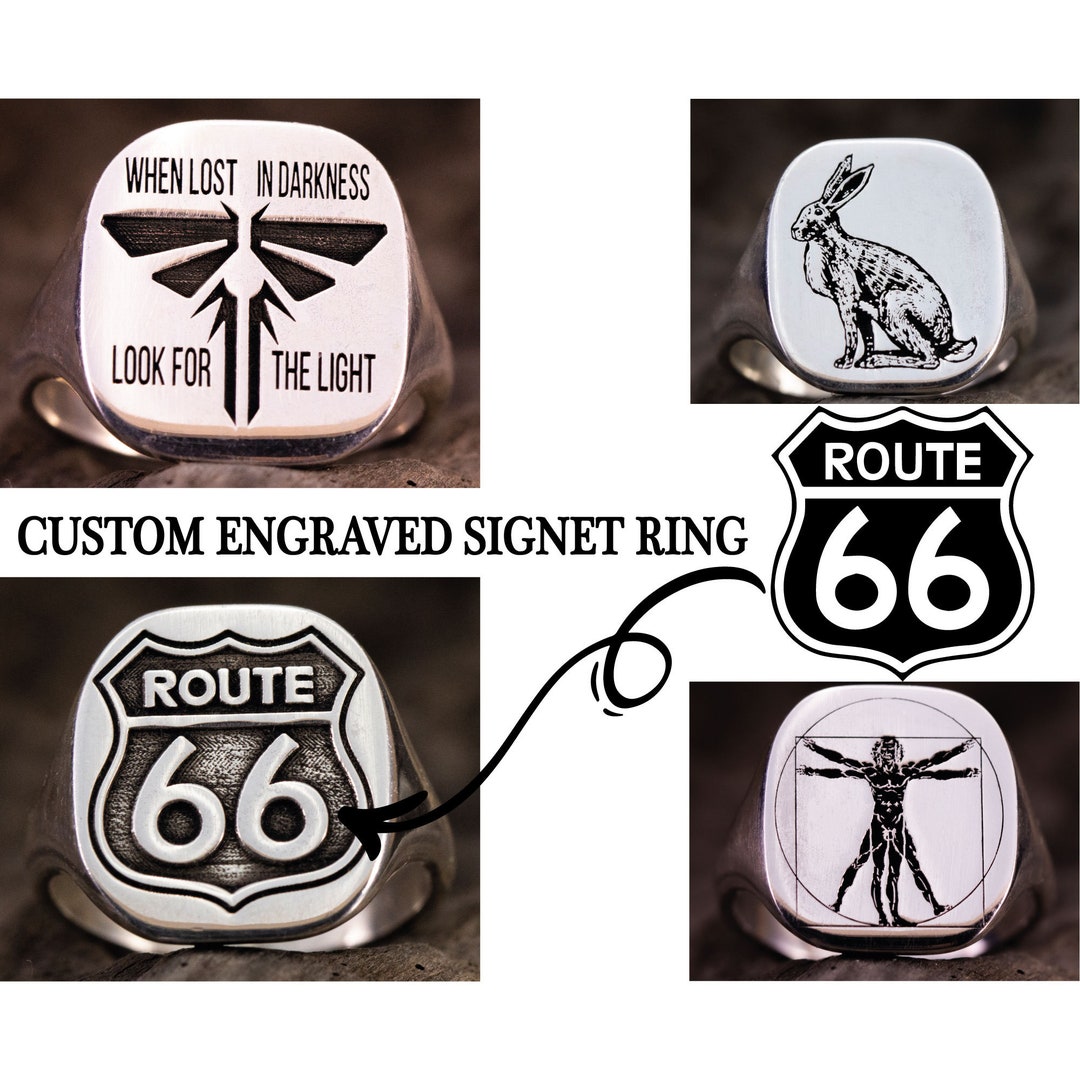 Custom Engraved Signet Ring, Custom Silver Pinky Ring, Personalized ...
