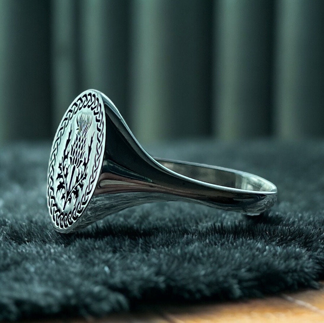 Scottish Thistle Ring, Scotland Signet Ring Women, Flower of Scotland ...