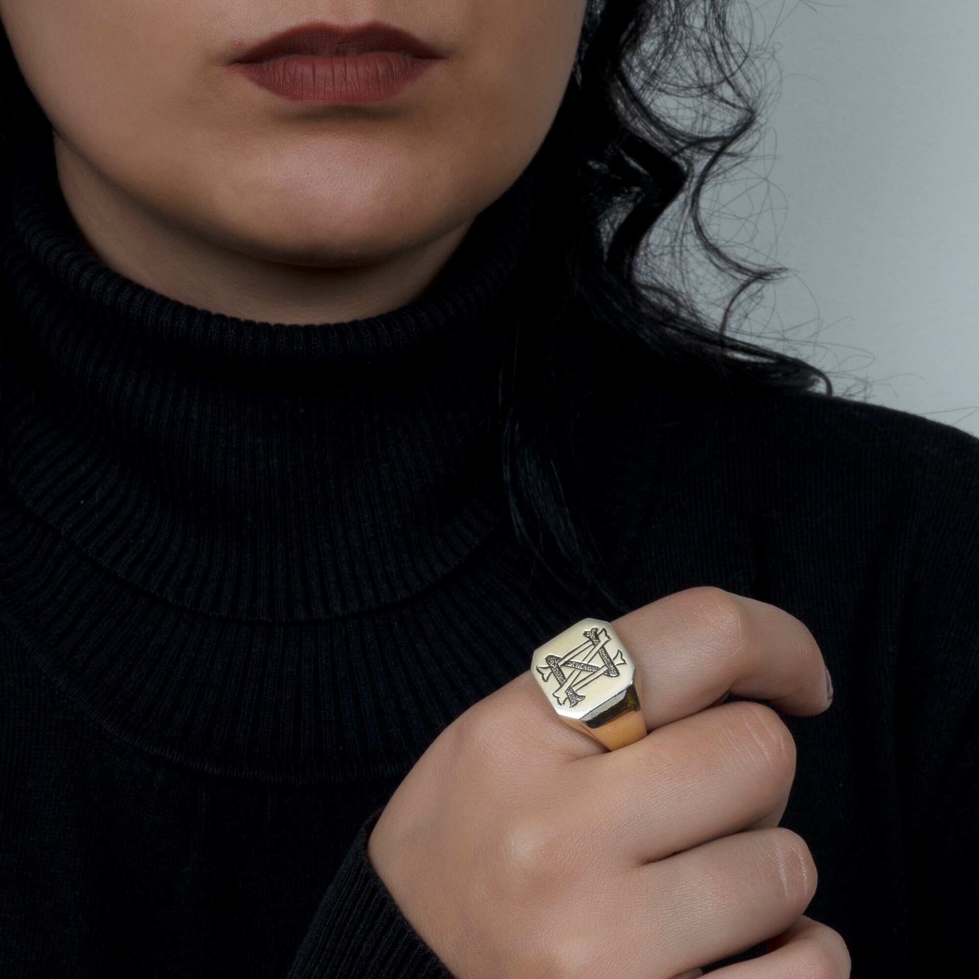 Custom Two Initials Monogram Rings Men Gold Filled | Etsy