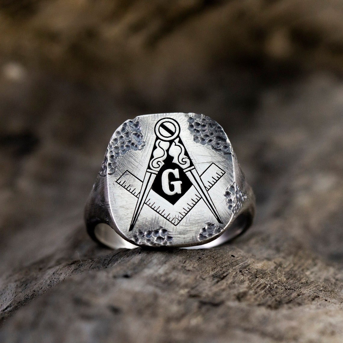 Masonic Ring, Master Mason Handmade Sterling Silver Men Signet Ring ...