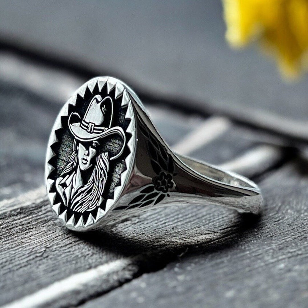 Cowgirl Signet Ring, Western Ring, Cowboy Pinky Ring, Birthday Gift for ...
