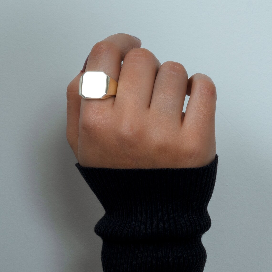 Sterling Silver Signet Pinky Square Vintage Ring, Rose Gold Null Custom ...