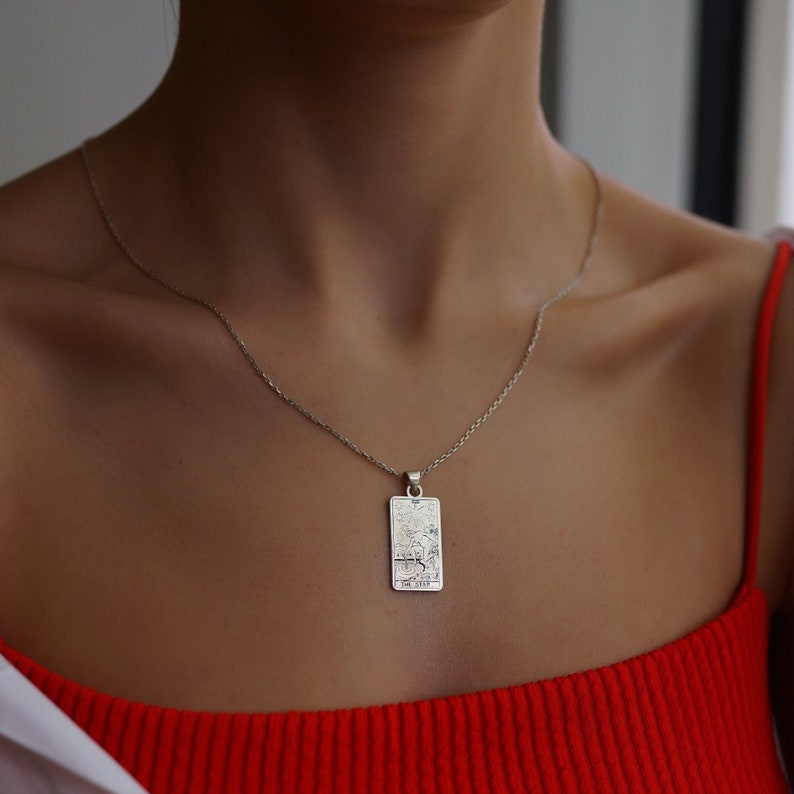 High Priestess Tarot Card Necklace Silver Oracle Card | Etsy