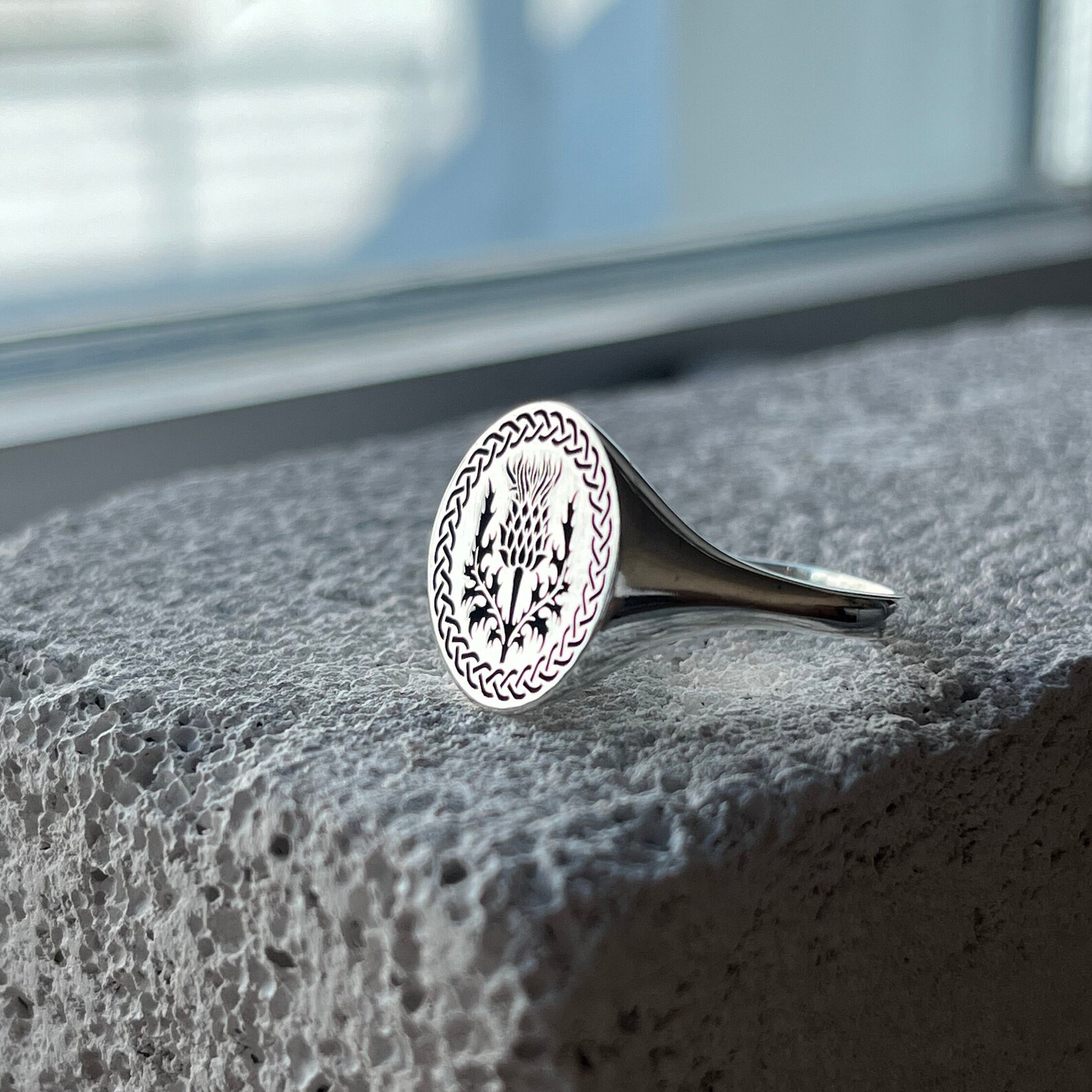 Scottish Thistle Ring, Scotland Signet Ring Women, Flower of Scotland ...