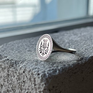 Scottish Thistle Ring, Scotland Signet Ring Women, Flower of Scotland ...