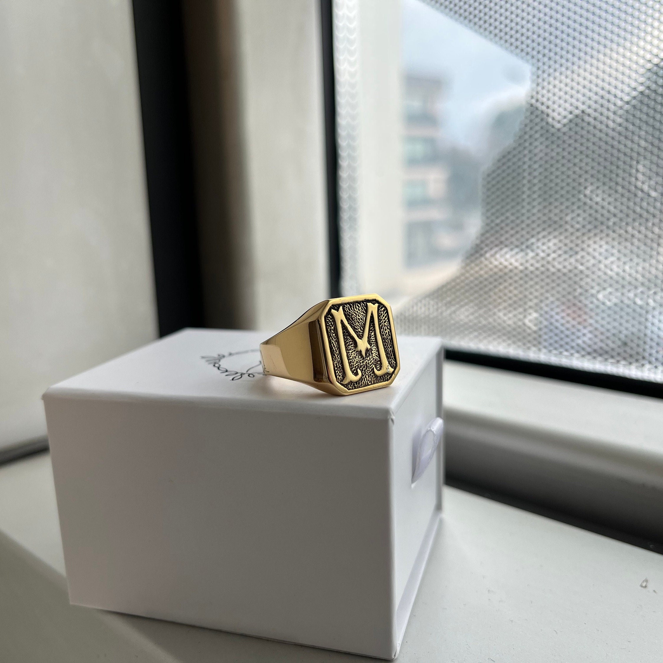 Victorian Signet Ring, Monogram Pinky Ring, Promise Ring for Him ...