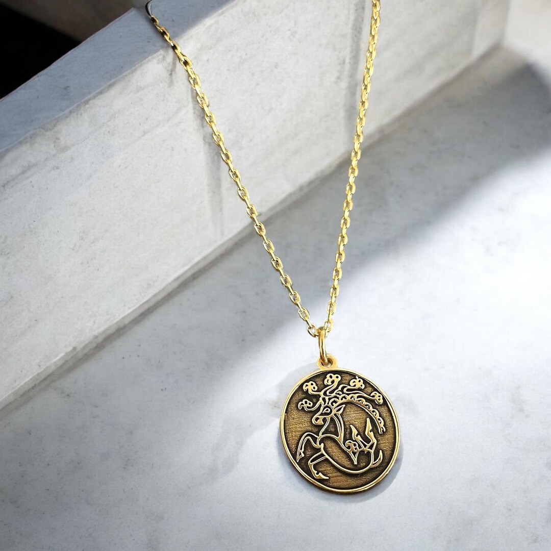 14k Gold Scythian Deer Necklace, Ancient Tattoo Pendant, Siberian Stag ...