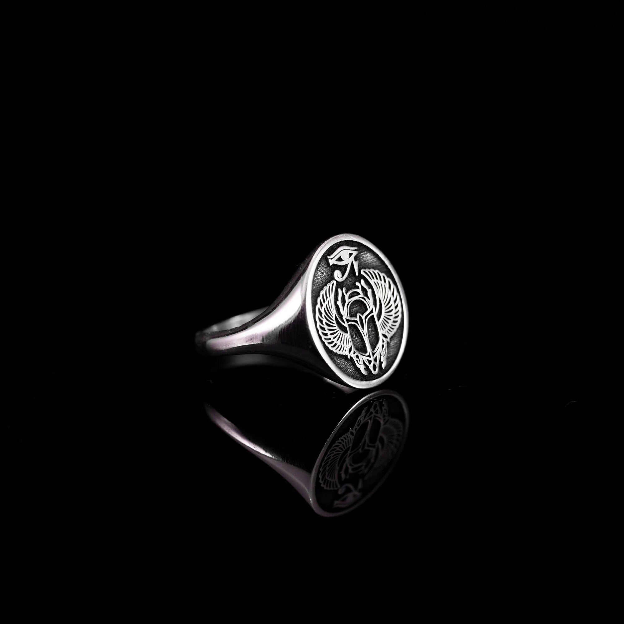 Egyptian Scarab Signet Ring, Pharaoh Pinky Ring, Eye of Horus Rings ...