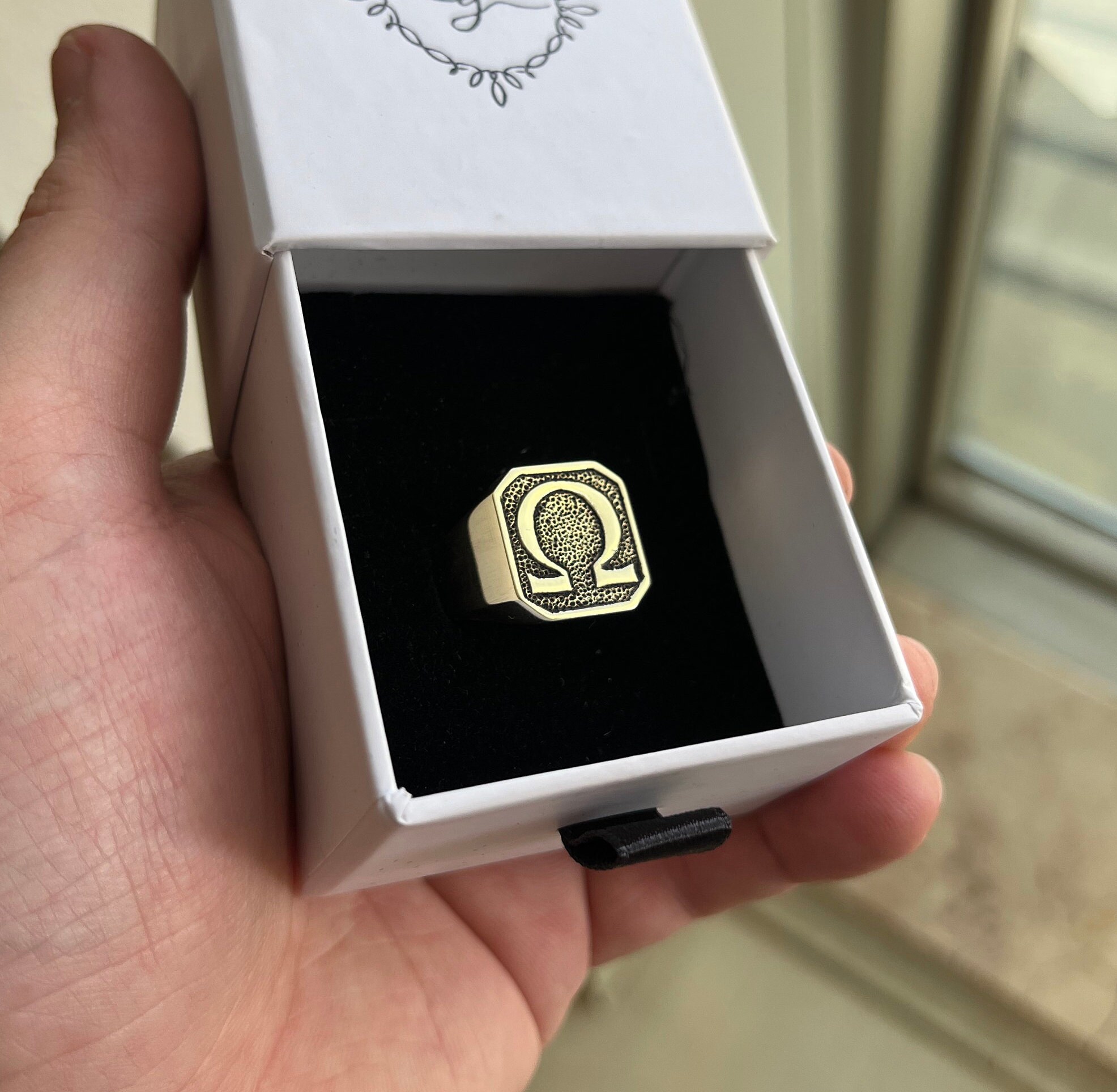 Greek Alphbet Signet Ring, Omega Symbol Ring, Silver Letter Pinky Ring ...