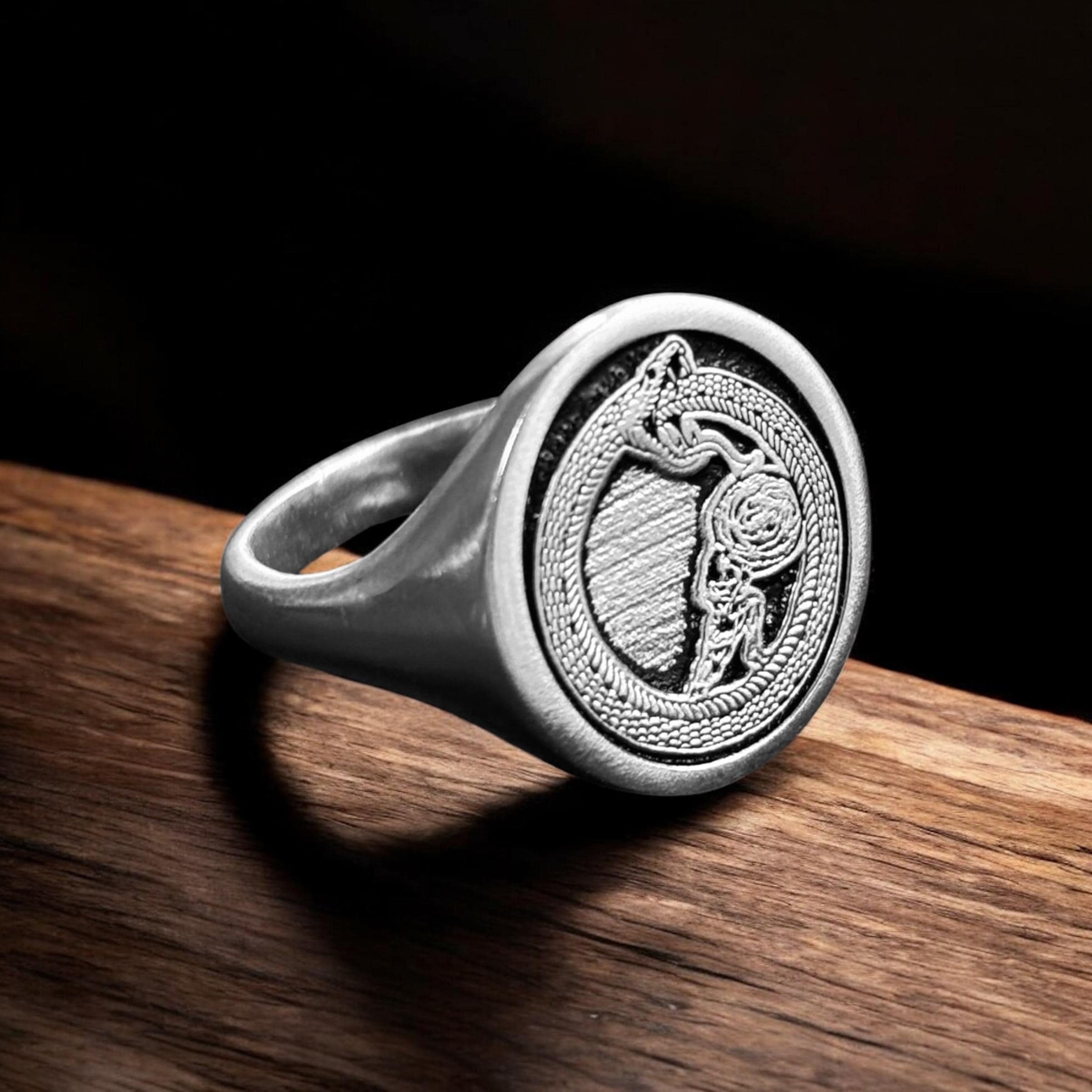 Ouroboros Ring, Sisyphus Signet Ring Woman, Snake Jewelry, Serpent ...