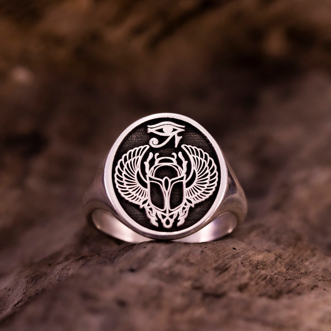 Egyptian Scarab Signet Ring, Pharaoh Pinky Ring, Eye of Horus Rings ...