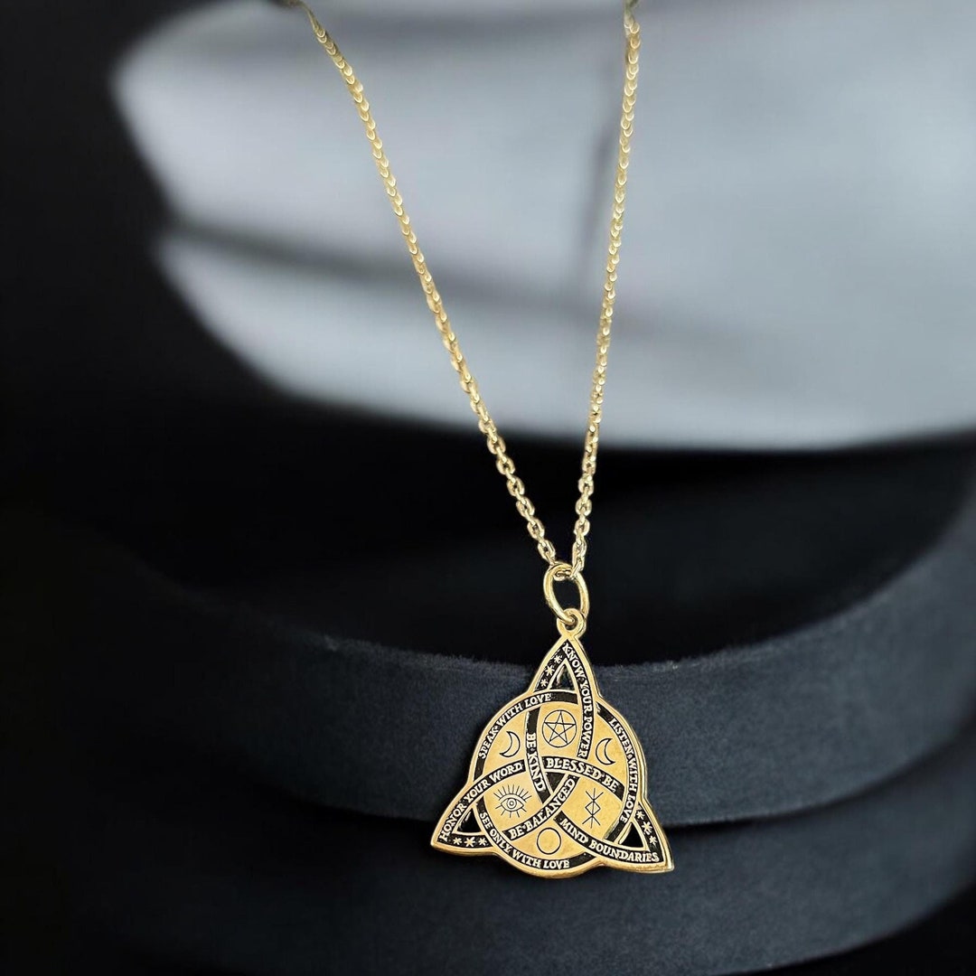 14k Gold Triquetra Necklace, Silver Celtic Rope Pendant, Trinity ...