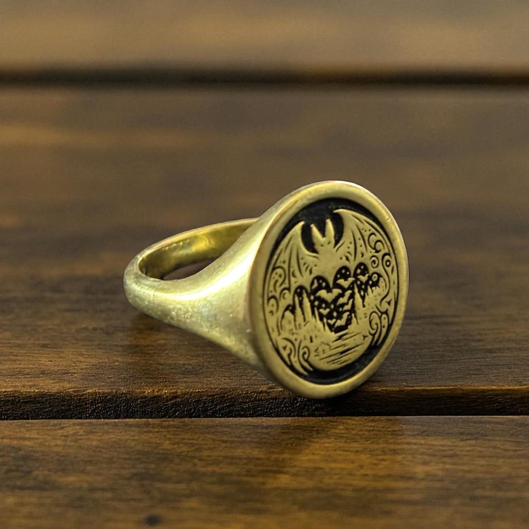 Bats Ring, Vampire Signet Ring Woman, Halloween Animal Jewelry, Pinky ...