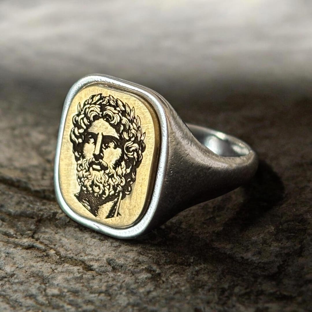 Zeus Greek God Signet Ring — Gothic Jupiter Pinky Ring - Etsy