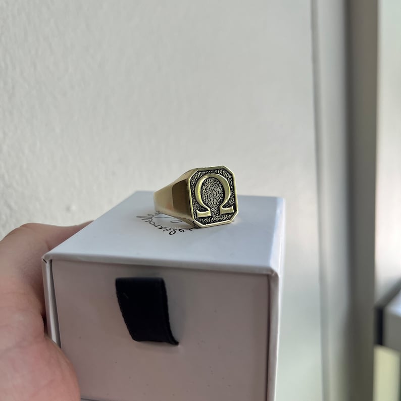 Greek Alphbet Signet Ring, Omega Symbol Ring, Silver Letter Pinky Ring ...