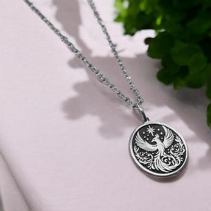 14k Gold Phoenix Necklace, Silver Legendary Rising Pendant, Mythologic ...