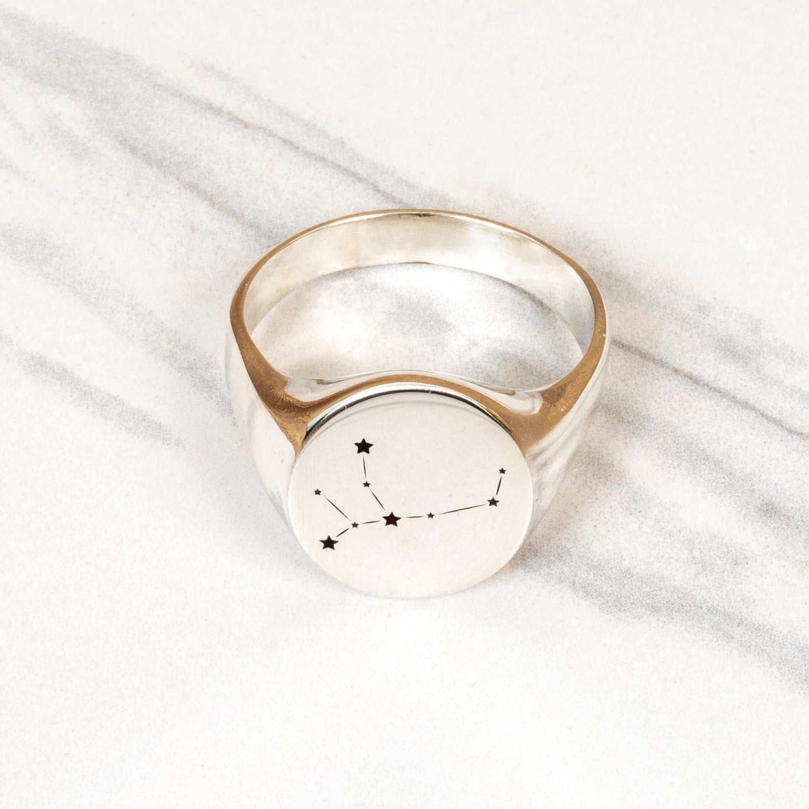 Personalized Zodiac Constellation Signet Ring Silver Engraved | Etsy