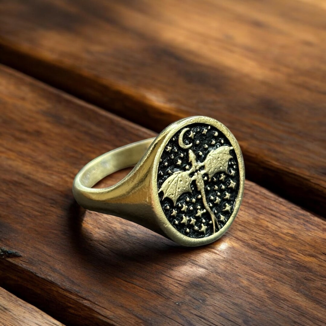 Valkyrie Dragon Ring, Velaris Acotar Signet Ring Woman, Starry Mountain ...