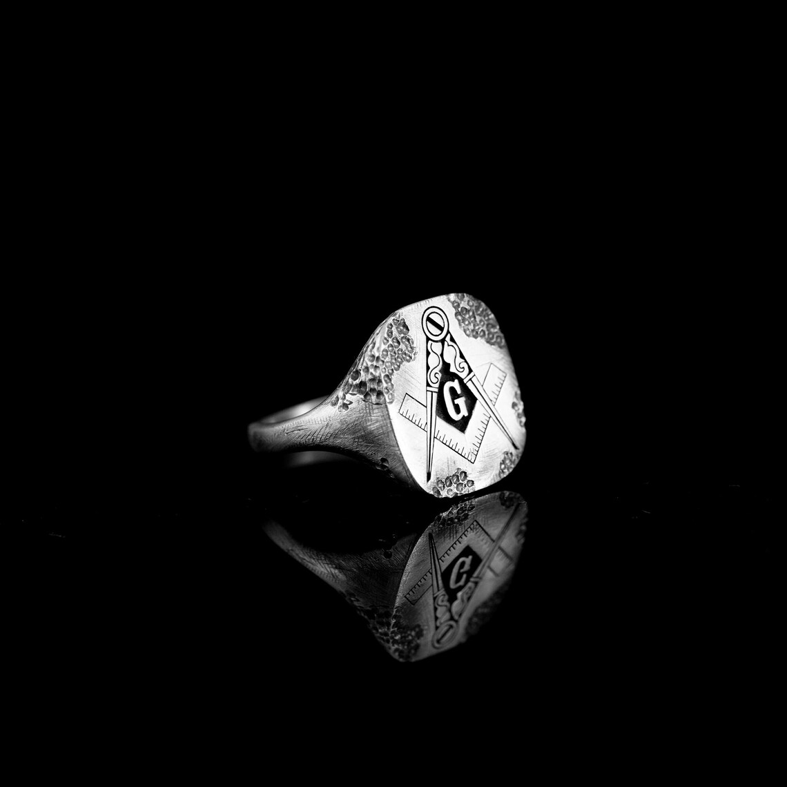 Masonic Ring, Master Mason Handmade Sterling Silver Men Signet Ring ...
