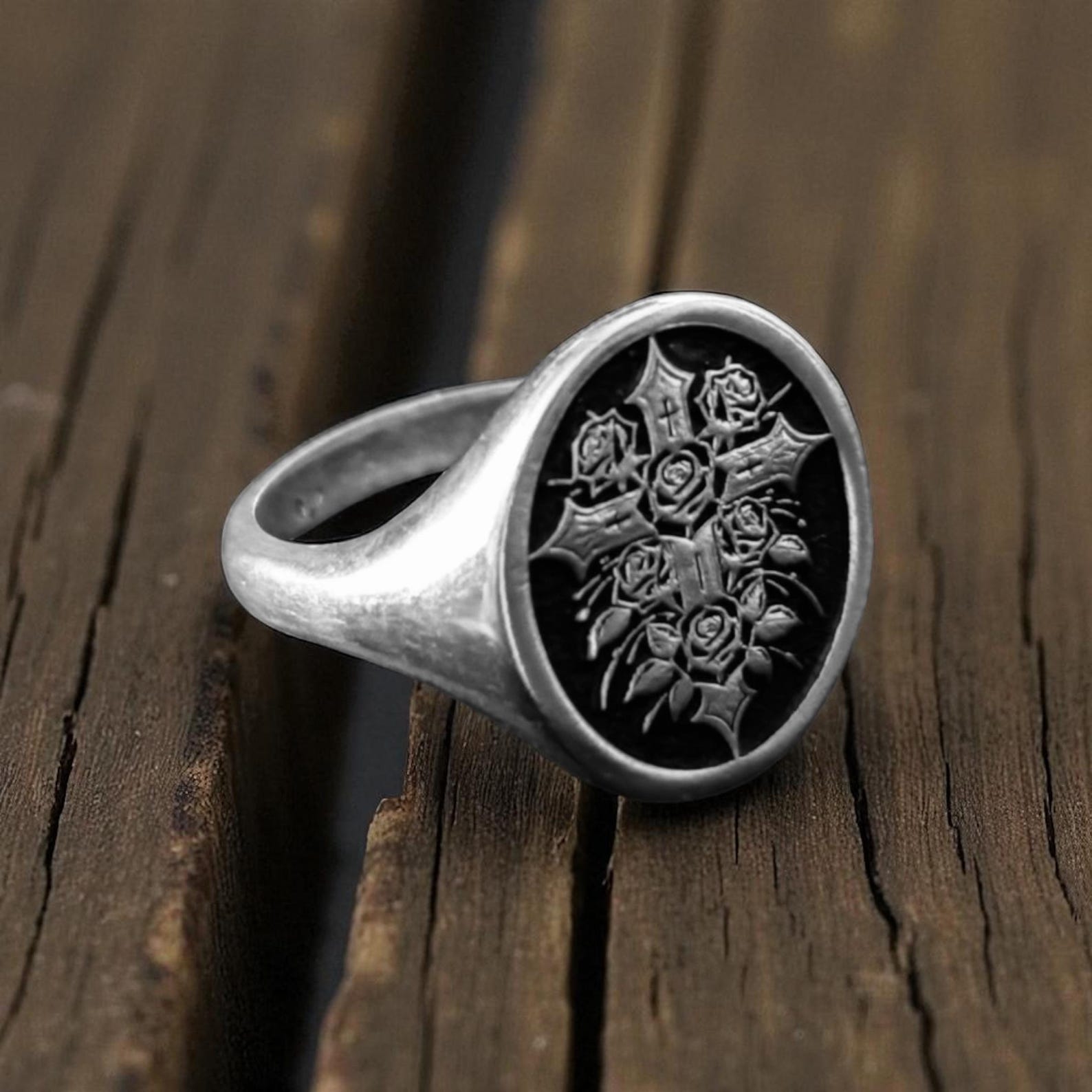 Rose Croix Ring, Rosicrucian Cross Signet Ring Woman, Spiritual Symbol ...