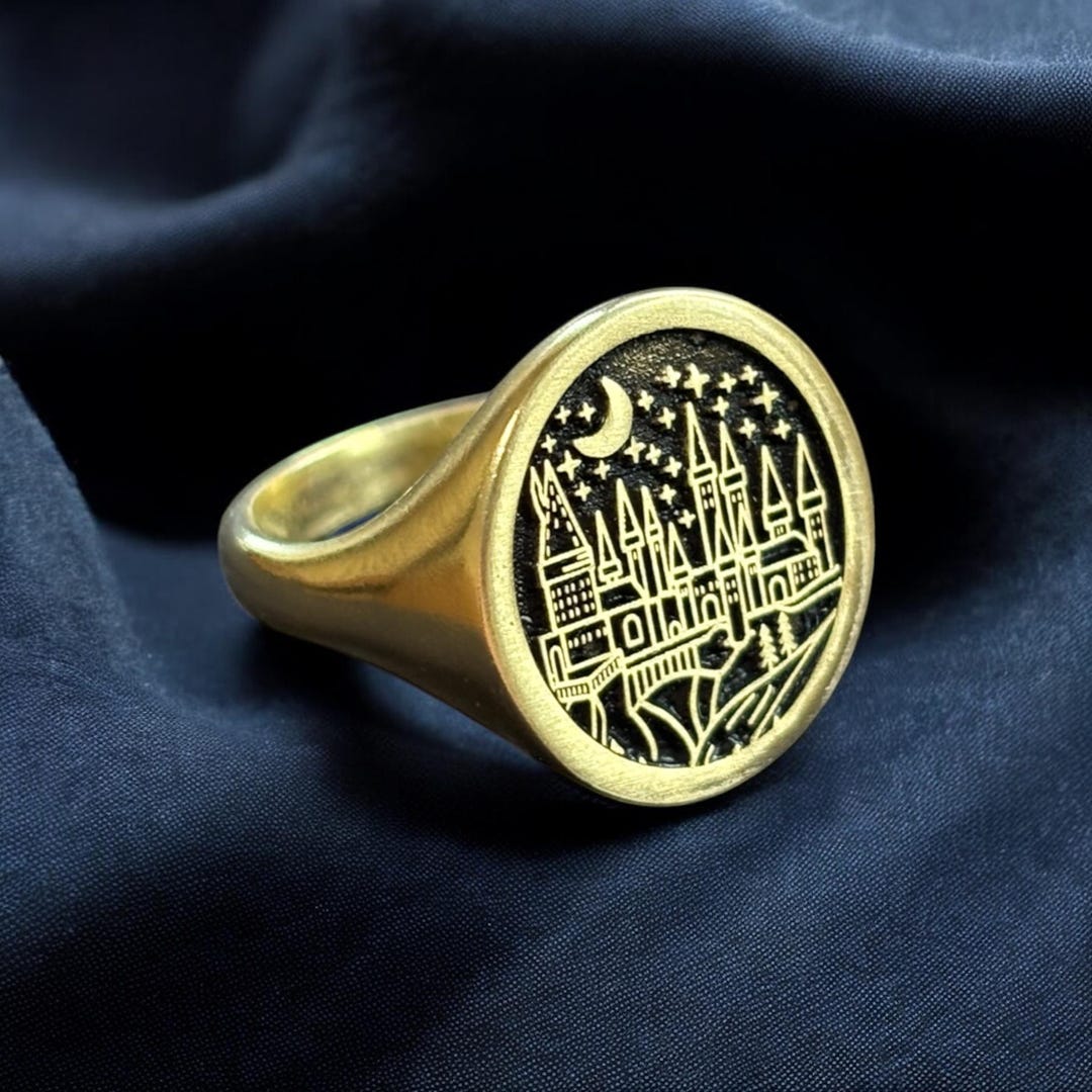 Wizard School Ring, Harry P. Signet Ring Woman, Legandry Pinky Ring Men ...