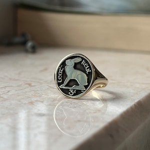 IRELAND Rabbit Ring, Irish Bunny Coin Signet Ring Women, Celtic Eire ...