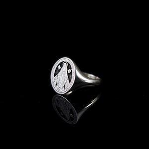 Miraculous Virgin Mary Ring, Marian Consecration Signet Ring, Virgin ...