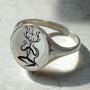 Cernunnos Signet Ring, Horned God Pinky Ring, Celtic God Ring Women ...