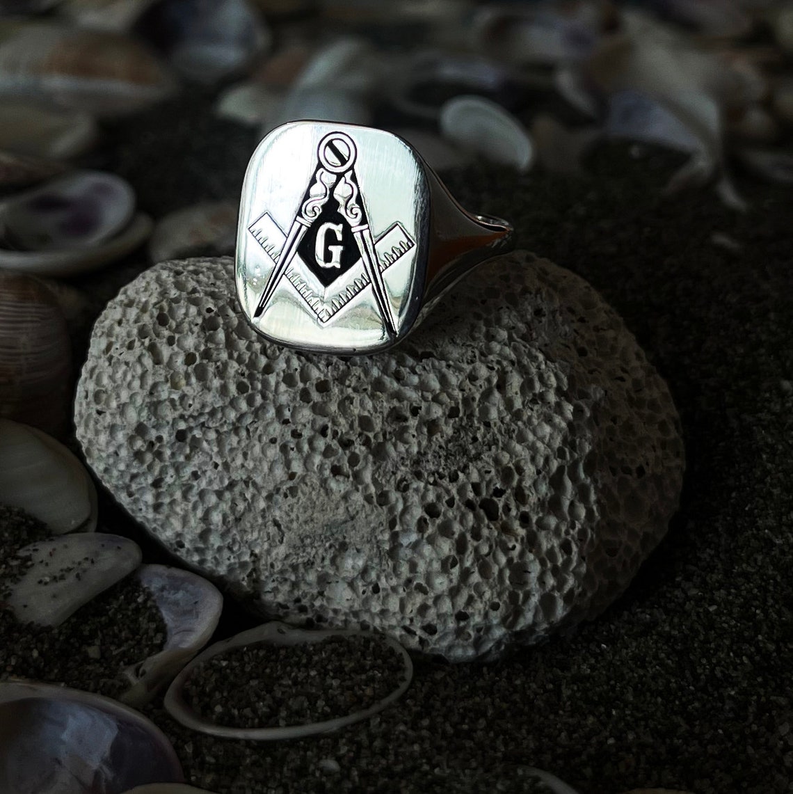 Masonic Signet Ring Freemason Ring Sterling Silver Masonic - Etsy