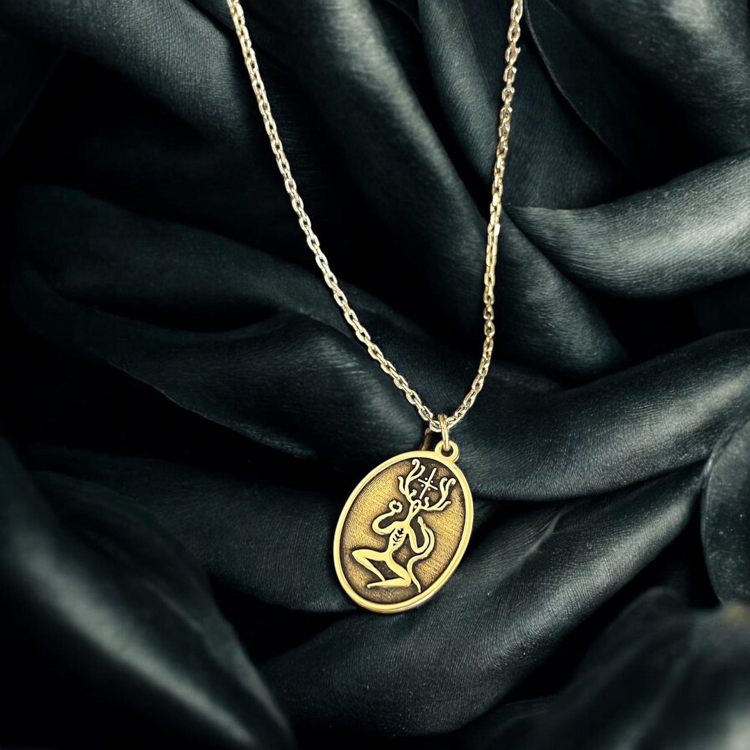 14k Gold Cernunnos Necklace, Silver Horned God Pendant, Celtic God ...
