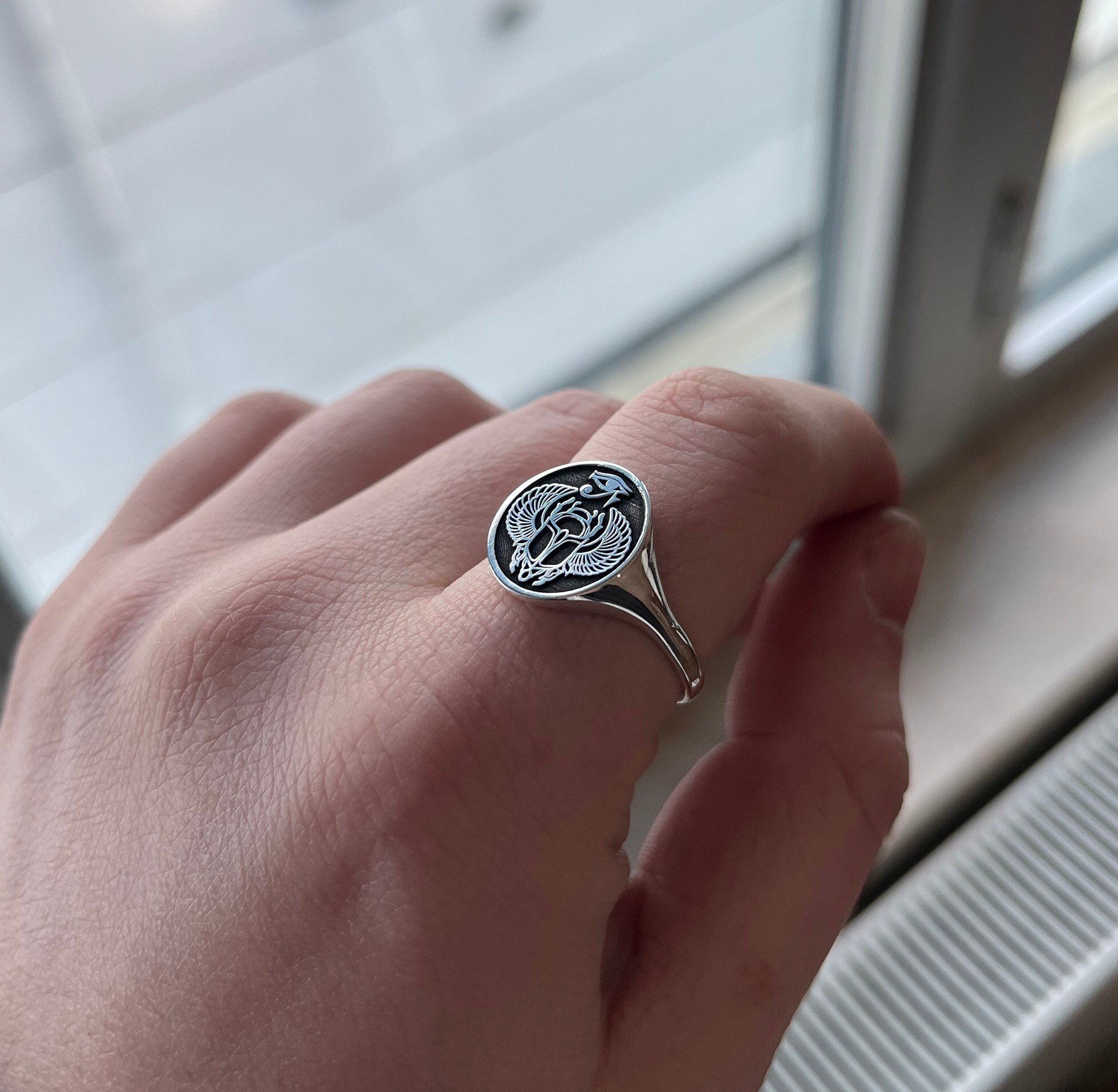 Egyptian Scarab Signet Ring, Pharaoh Pinky Ring, Eye of Horus Rings ...