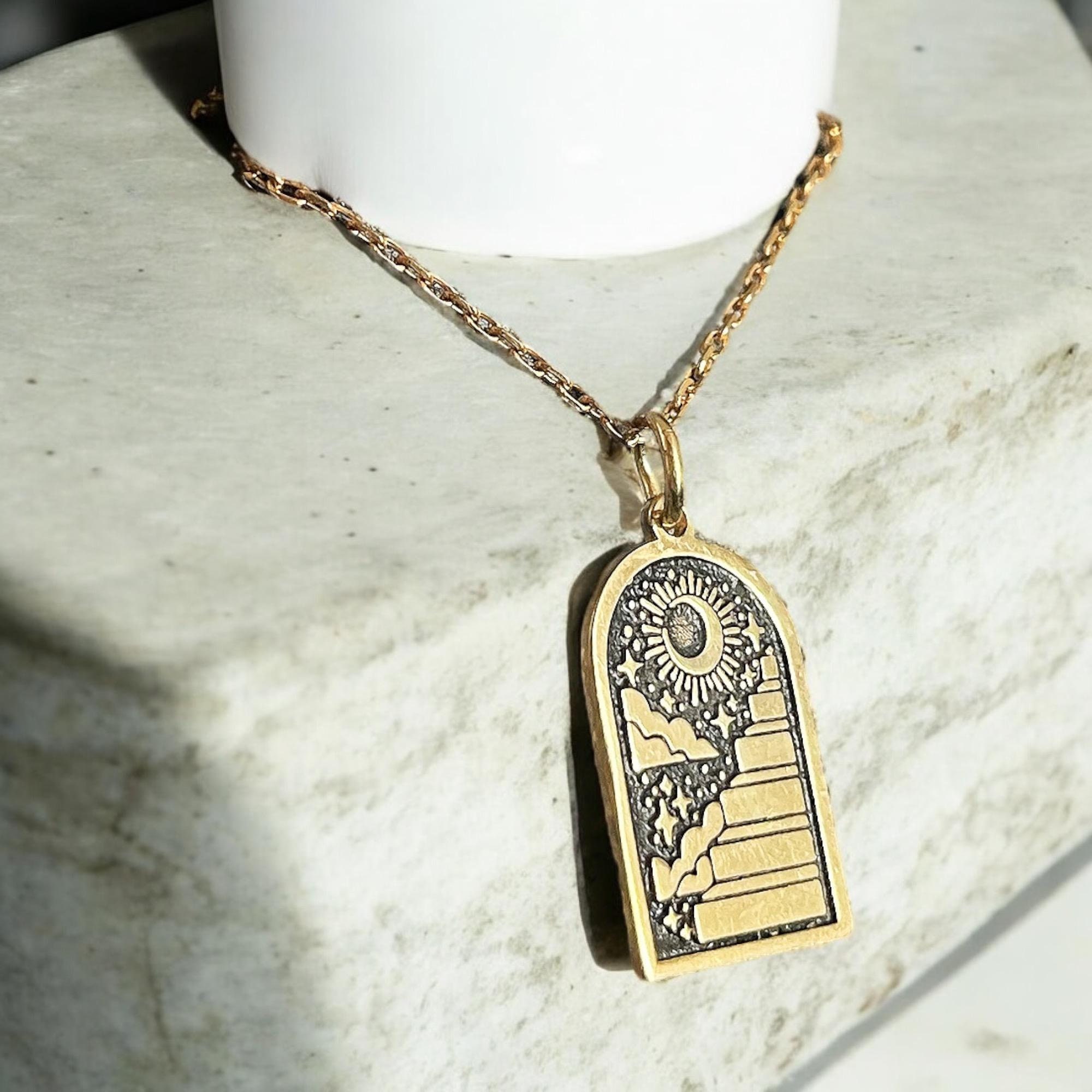 14k Gold Portal Necklace, Silver Intergalactic Pendant, Galaxy Jewelry ...