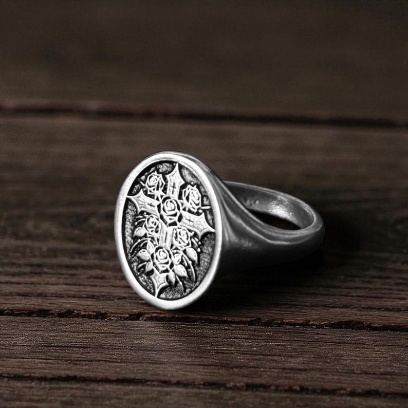 Rose Croix Ring, Rosicrucian Cross Signet Ring Woman, Spiritual Symbol ...