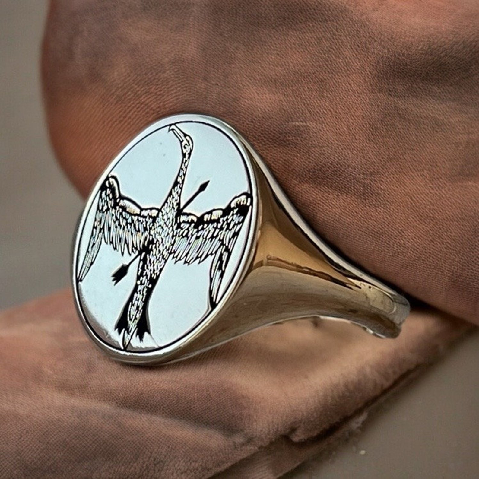 Albatross Signet Ring, the Great Wandering Albatross Bird Ring, Oval ...