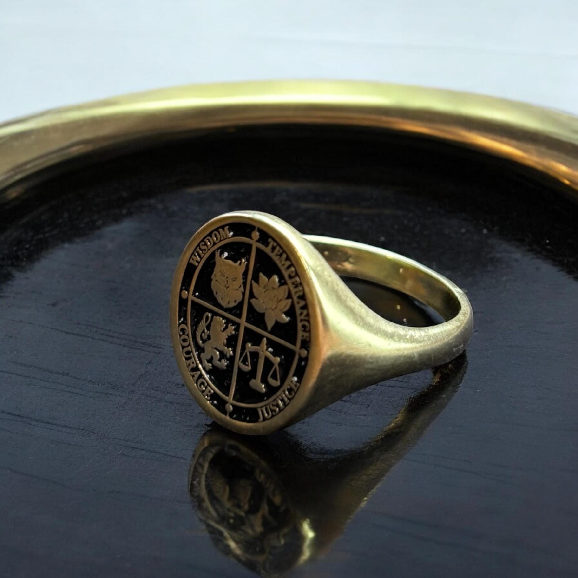 Cardinal Virtues Ring, Silver Stoic Compass Signet Ring, Justice Pinky ...