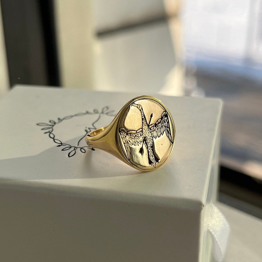 Albatross Signet Ring, the Great Wandering Albatross Bird Ring, Oval ...