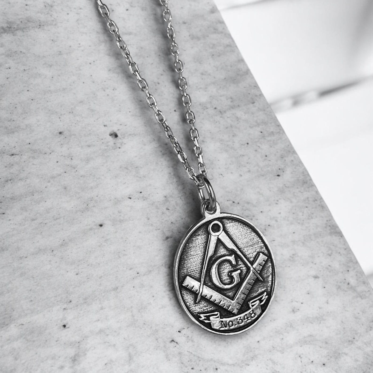 14k Gold Masonic Necklace, Silver Master Mason With Lodge Number ...