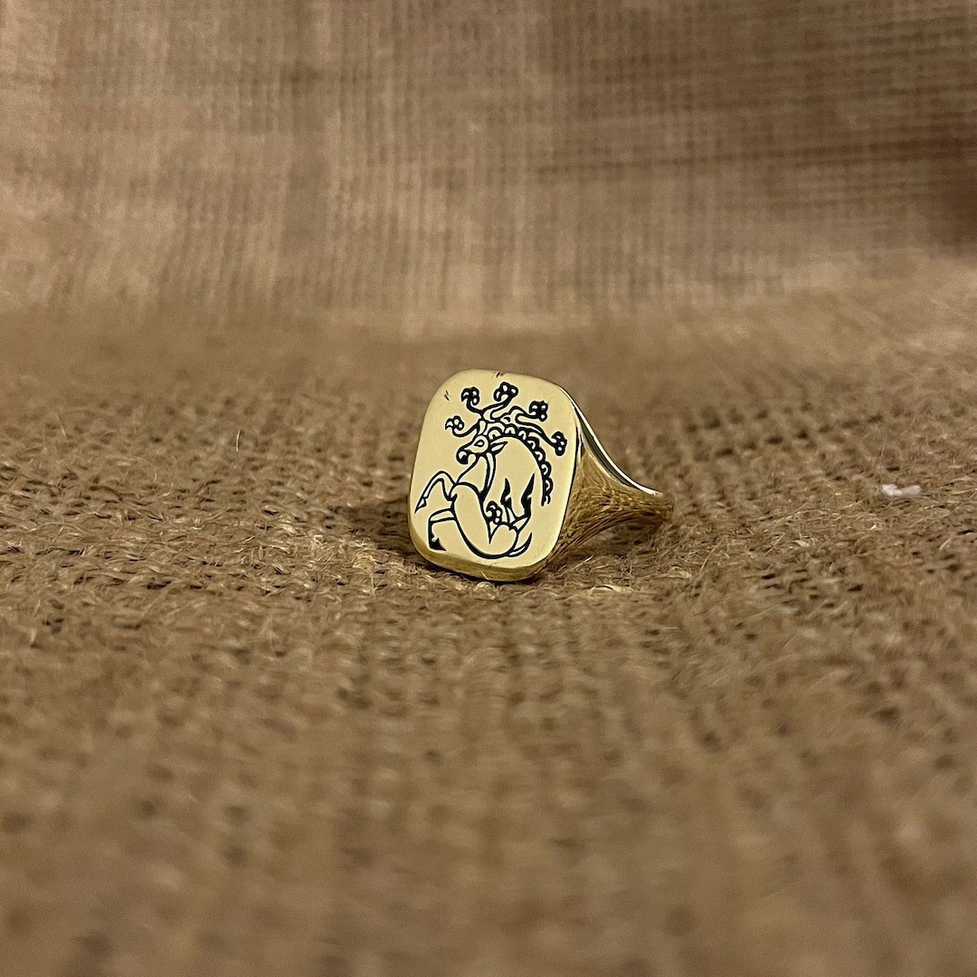 Scythian Deer Ring, Ancient Tattoo Signet Ring Women, Pagan Pinky Ring ...