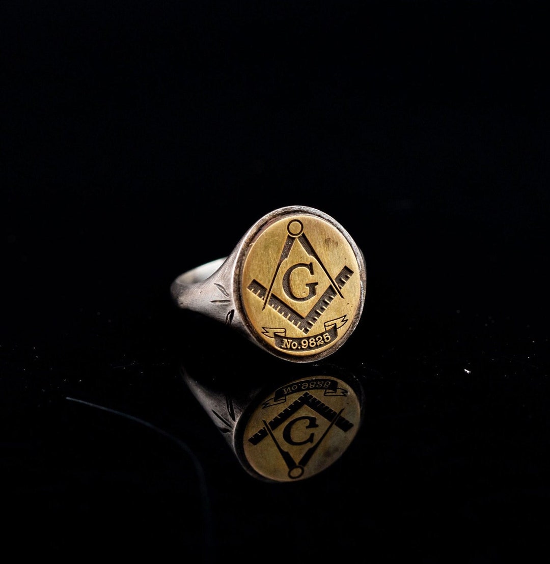 Vintage Personalized Masonic Ring, Master Mason Pinky Ring, Lodge ...