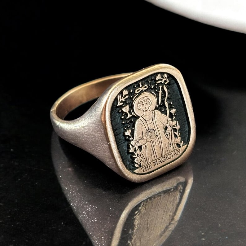 The Magician Tarot Card Signet Ring, Mystical Pinky Ring, Gothic ...