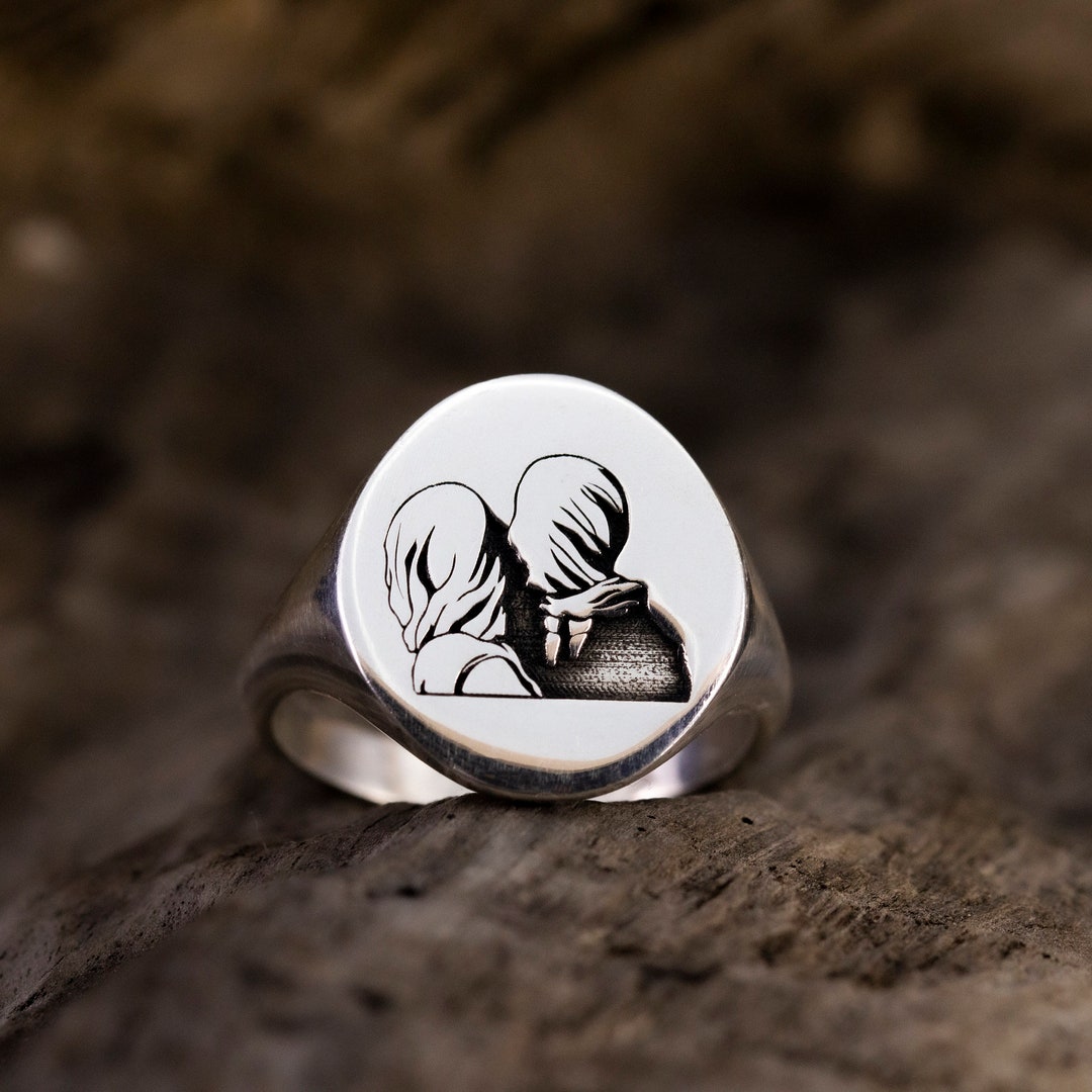 The Lovers Signet Ring, by René Magritte, Silver Art Ring, Pinky Ring Men, Artist Painter ...