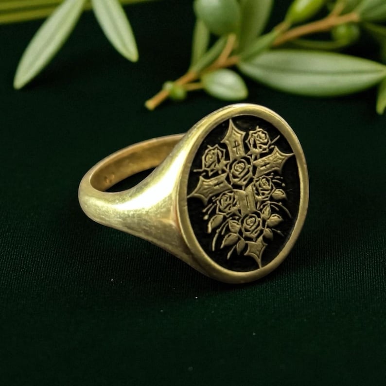 Rose Croix Ring, Rosicrucian Cross Signet Ring Woman, Spiritual Symbol ...