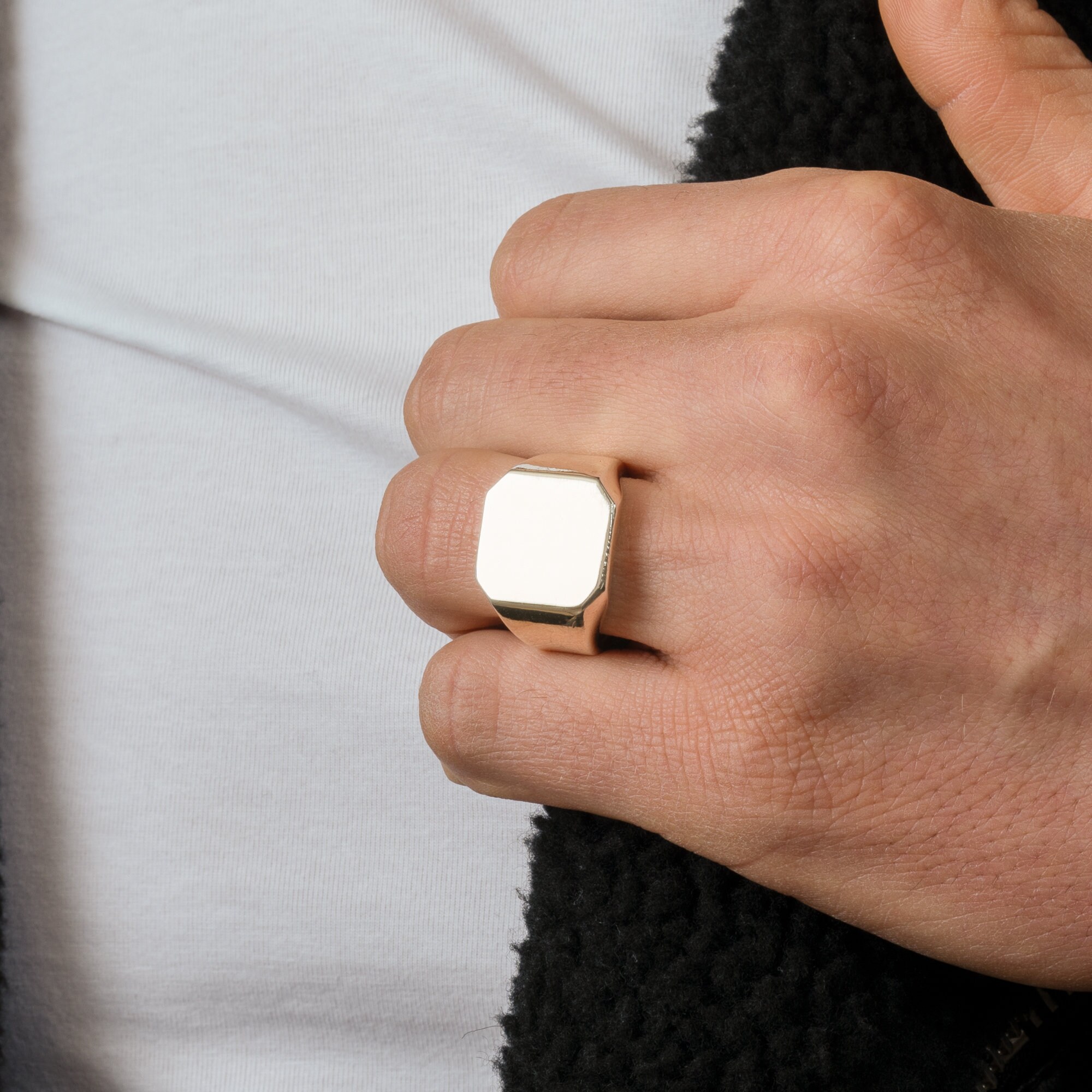 Sterling Silver Signet Pinky Square Vintage Ring, Rose Gold Null Custom ...